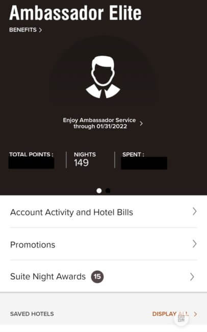 Marriott is not showing Free Night Certificates in the Android App